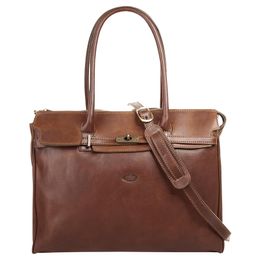 Pike PIKÉ Damen Shopper, braun, Leder, unifarben, Taschen, echt Leder, Made in Italy