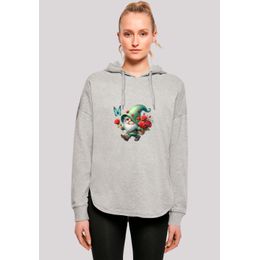 F4NT4STIC Damen Kapuzenpullover "Gnom Fr&uuml;hling Blumen Schmetterling", grau, Gr. XS, Obermaterial: 100% Baumwolle, Pullover, Premium Qualit&auml;t