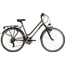 Dacapo Trekkingrad "Trekkingrad Damen 28'' Metropolis Anthrazit Flachlenker 21 Gänge", 53cm, 28 Zoll (71,12cm) hinten: 28 Zoll (71,12cm), grau,