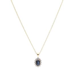 Luigi Merano Damen Kette mit Anhänger "Safir und Diamanten, Gold 585", 45cm, Gelbgold 585, blau, Gelbgold 585, Halsketten