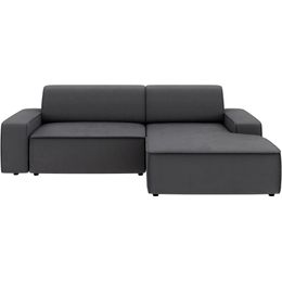 Ecksofa Trendmanufaktur, B:246cm H:73cm T:162cm, grau, 100% Polyester, Wohnzimmer, Sofas, "Graz, wahlweise mit Sitzvorschub und Bettkasten, L-Form,