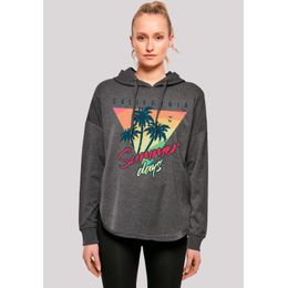 F4NT4STIC Damen Kapuzenpullover "California Palmen Retro", grau, Gr. XS, Obermaterial: 100% Baumwolle, Pullover, Premium Qualit&auml;t