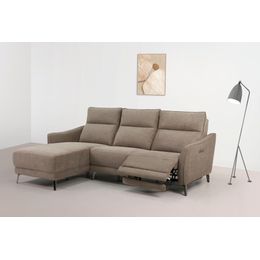 Ecksofa Inosign, B:239cm H:101cm T:91cm, grau, Webstoff 100% Polyester, Wohnzimmer, Sofas, "TAYLER 3-Sitzer, L-Form (Breite 239cm), elektr.