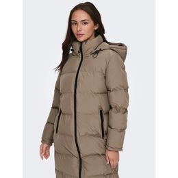 Only Damen Steppmantel "ONLPAULA PREMIUM PUFFER LONG OTW", braun, Gr. XL, unifarben, Web, Obermaterial: 100% Polyester, Mäntel
