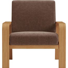 Sit & More Sessel SIT & MORE, B:79cm H:91cm T:93cm, braun, 100% Polyester, Sessel, "Kolding", Armlehnen aus eichefarbigem Buchenholz, verschiedene Bezüge und