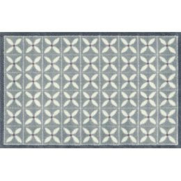Teppich TURTLE MAT, B:75cm H:9mm L:120cm, grau, Baumwolle, Flur, Teppiche, "Flower Fields Grey"
