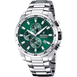 Festina Herren Chronograph "Chronograph Sport", silber, Armbanduhren, Armbanduhr, Quarzuhr, Herrenuhr, Stoppfunktion, Edelstahlarmband