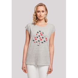 F4NT4STIC Damen T-Shirt "Kartenspiel Kreuz Herz Karo Pik Poker", grau, Gr. S, Obermaterial: 100% Baumwolle, Shirts, Print