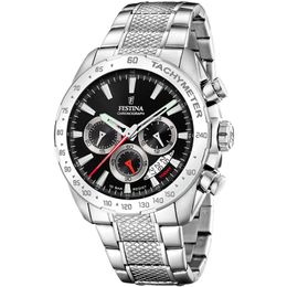 Festina Herren Chronograph "Timeless Chronograph", silber, Armbanduhren, Armbanduhr, Quarzuhr, Herrenuhr, Stoppfunktion, Edelstahlarmband
