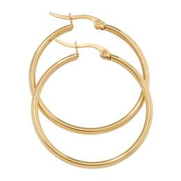 Jobo Damen Paar Creolen "Ohrringe rund", 33,7mm, Edelstahl, gold, Edelstahl, Ohrringe, Edelstahl goldfarben