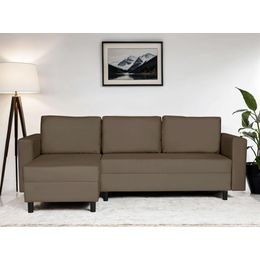 Ecksofa Inosign, B:230cm H:84,5cm T:134,5cm, grau, 100% Polyester, Wohnzimmer, Sofas, "GLENOE Schlafsofa mit Bettkasten, Recamiere beidseitig