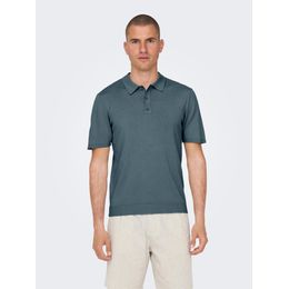 Only & Sons ONLY & SONS Herren Poloshirt "ONSWYLER LIFE REG 14 SS POLO KNIT NOOS", grau, Gr. XL, unifarben, Strick, Obermaterial: 78% Viskose, 22% Polyester,