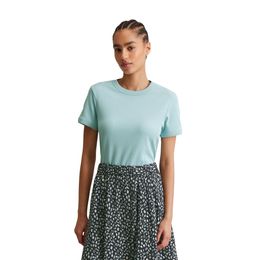 Marc O'Polo Damen T-Shirt "aus Eyelet-Single-Jersey", blau, Gr. XXL, MARC O'POLO DENIM, unifarben, Obermaterial: 100% Baumwolle, Shirts