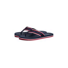Tommy Hilfiger Herren Zehentrenner "COMFORT HILFIGER BEACH SANDAL", Gr. 43, bunt, Textil, Schuhe, Sommerschuh, Strandschuh mit plakativem