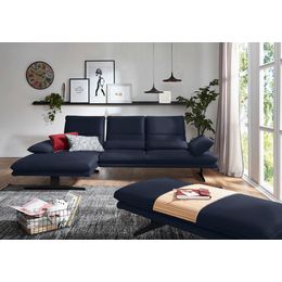 Ecksofa W.Schillig, B:291cm H:94cm T:164cm, blau, Longlife Xtra-Leder Z59: Glattleder mit modischer Prägung. Hautstärke 0, 9 - 1, 1 mm, Wohnzimmer,