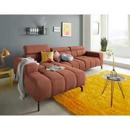 Ecksofa DOMO collection, B:292cm H:79cm T:175cm, rot, Wohnzimmer, Sofas, "Cunelli tolle Sitznähte als Designelement, fester Sitzkomfort, L-Form",
