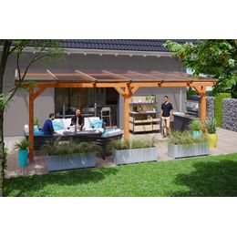 Skan Holz Terrassendach SKANHOLZ, B:648cm T:400cm, braun, Polycarbonat (PC), Terrassen&uuml;berdachungen, "Bormio"