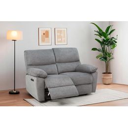2-Sitzer Home Affaire, B:146cm H:96cm T:94cm, grau, Sofas, "LANNOY, mit manueller o. elektrischer Relaxfunktion in beiden Sitzen.", Elektrische