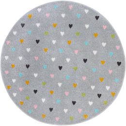 Kinderteppich Hanse Home, H:7mm &Oslash;:140cm, bunt, Polypropylen, Teppiche, "Adventures Little Hearts", Spielteppich, fest, Kinderzimmer, Kurzflor,