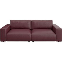 Big-Sofa Musterring, B:252cm H:81cm T:124cm, rot, Flachgewebe FLORIS (100% Polyester);Flachgewebe VALMONT (60% Baumwolle/ 40% Leinen);Microfaser