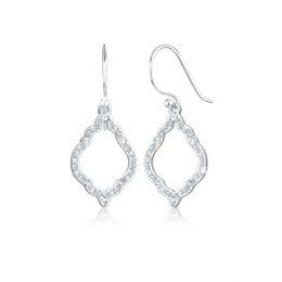 Elli Damen Paar Ohrh&auml;nger "Ohrh&auml;nger lang Ornament Glas Kristalle Wei&szlig; 925 Sterling Silber", onesize,mit Steinen, Silber 925 (Sterlingsilber),