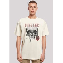 F4NT4STIC Damen T-Shirt "Guns 'n' Roses Flower Skull Rock Musik Band", beige, Gr. XS, Obermaterial: 100% Baumwolle, Shirts, Premium Qualit&auml;t