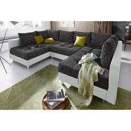 Wohnlandschaft Collection AB, B:298cm H:86cm T:184cm, schwarz, Luxus-Kunstleder / Struktur (100% Polyester);Microfaser PRIMABELLE (100% Polyester) /