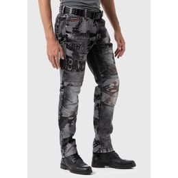 Cipo & Baxx CIPO & BAXX Herren 5-Pocket-Jeans "Jeans", schwarz, Gr. 30, bedruckt, 99% Baumwolle, 1% Elasthan, Jeans, im Camouflage-Look