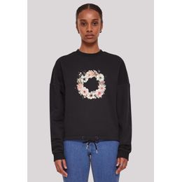 F4NT4STIC Damen Sweatshirt "Rosa Blumenkranz", schwarz, Gr. M, Obermaterial: 65% Baumwolle, 35% Polyester, Sweatshirts, Premium Qualit&auml;t