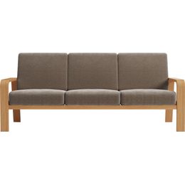 Sit & More 3-Sitzer SIT & MORE, B:200cm H:91cm T:93cm, braun, 95% Polyester, 10% Polyamid, Sofas, "Kolding", Armlehnen aus eichefarbigem Buchenholz,