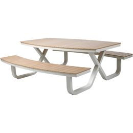 Garten-Essgruppe Best, B:217cm H:75cm T:200cm, beige, Aluminium, Polywood, Sitzm&ouml;bel-Sets, "Buddy", Picknicktisch Polywood