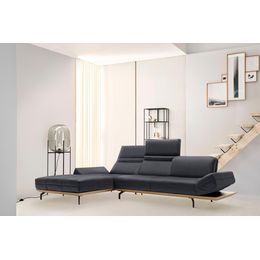Ecksofa, B:293cm H:117cm T:212cm, schwarz, CREATION BY ROLF BENZ, Flachgewebe DONNA (76% Polyester 24% Polyacryl);Leder OSKAR - echtes Leder,