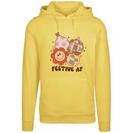 F4NT4STIC Damen Kapuzenpullover "Festive AF Christmas Tree Balls", gelb, Gr. L, Obermaterial: 65% Baumwolle, 35% Polyester, Pullover, Premium Qualit&auml;t