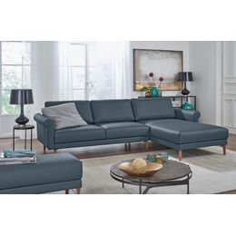Ecksofa, B:282cm H:85cm T:178cm, blau, CREATION BY ROLF BENZ, NaturLEDER OSKAR (echtes Rindsleder), Wohnzimmer, Sofas, "CR.450, Designecksofa,