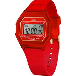 Ice Watch ICE-WATCH Damen Chronograph "ICE digit retro - Clear - Small", rot, Armbanduhren, Armbanduhr, Quarzuhr, Damenuhr, Silikonarmband, Datum, digital
