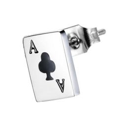 Firetti Herren Single-Ohrstecker "Schmuck Geschenk Ohrschmuck einzeln Poker", Acryl Edelstahl, schwarz, Acryl, Edelstahl, Ohrringe