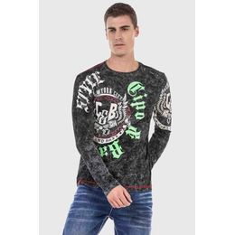 Cipo & Baxx CIPO & BAXX Damen T-Shirt "Sweatshirts", schwarz, Gr. S, bedruckt, 95% Baumwolle, 5% Elasthan, Shirts, mit trendigem Print