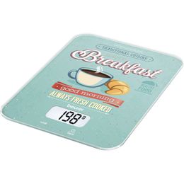 Beurer Küchenwaage "KS 19 Breakfast, mit Frühstücks-Design, Tragkraft bis 5 kg", blau, ABS-Kunststoff, Metall, Sicherheitsglas, B:14,5cm H:1,65cm