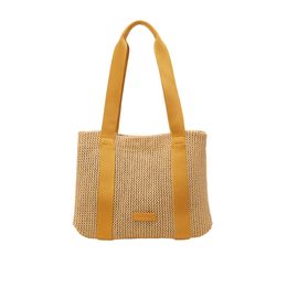 Marc O'Polo MARC O'POLO Damen Shopper "in Crochet-Raffia-Bast-Optik", gelb, Obermaterial: 100% Polypropylen, unifarben, Taschen