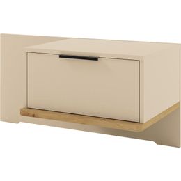 Nachtschrank Musterring, B:90cm H:43cm T:47cm, beige, Holzwerkstoff, Schränke, "Isabelle", verschiedene Farben, Unterboden in Eiche, Maße B50/90 x