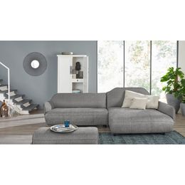Ecksofa, B:298cm H:91cm T:164cm, grau, CREATION BY ROLF BENZ, Luxus-Microfaser (100% Polyester), Wohnzimmer, Sofas, "CR.480, Designecksofa, L-Form",