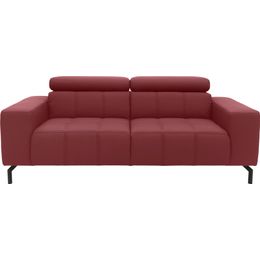 2-Sitzer DOMO collection, B:208cm H:79cm T:104cm, rot, Echtleder, Sofas, "Cunelli zeitlos und elegant, moderne Sitzn&auml;hte als Designelement",