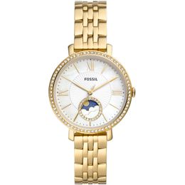 Fossil Damen Quarzuhr "JACQUELINE MOONPHASE", gold, Armbanduhren, Armbanduhr, Damenuhr, Perlmutt-Zifferblatt, Mondphase,Edelstahlarmband