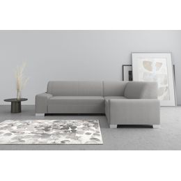 Ecksofa DOMO collection, B:259cm H:85cm T:191cm, grau, Wohnzimmer, Sofas, "Anzio in kubischer Formensprache, flache Armlehnen, L-Form", Wahlweise mit