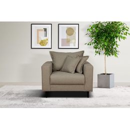 Sessel Home Affaire, B:95cm H:76cm T:84cm, grau, 100% Polyester, Wohnzimmer, Sessel, "VEYRAS Loungesessel, Maße B/T/H: 95/84/76 cm", mit