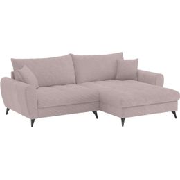 Ecksofa MR. COUCH, B:246cm H:71cm T:170cm, rosa, Stripes (92% Polyester / 8% Nylon), Wohnzimmer, Sofas, "Blackburn II L-Form", Wahlweise mit