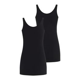 Laura Scott Damen Longtop, schwarz, Basic, Gr. 34, unifarben, Jersey, Obermaterial: 95% Baumwolle, 5% Elasthan, Tops, mit Stretchanteil