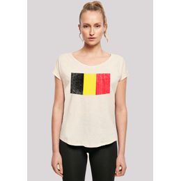 F4NT4STIC Damen T-Shirt "Belgium Belgien Flagge", beige, Gr. S, Obermaterial: 100% Baumwolle, Shirts, Print