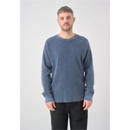 Cleptomanicx Herren Strickpullover "Boxy Crewneck Thermal", blau, Gr. XL, unifarben, 100% Baumwolle, Pullover, im lockeren Schnitt