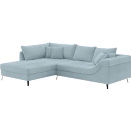 Ecksofa MR. COUCH, B:317cm H:98cm T:228cm, blau, Novaclean Avanti (100% Polyester), Wohnzimmer, Sofas, "Portofino L-Form", 4 Bezugsqualitäten, 13,5
